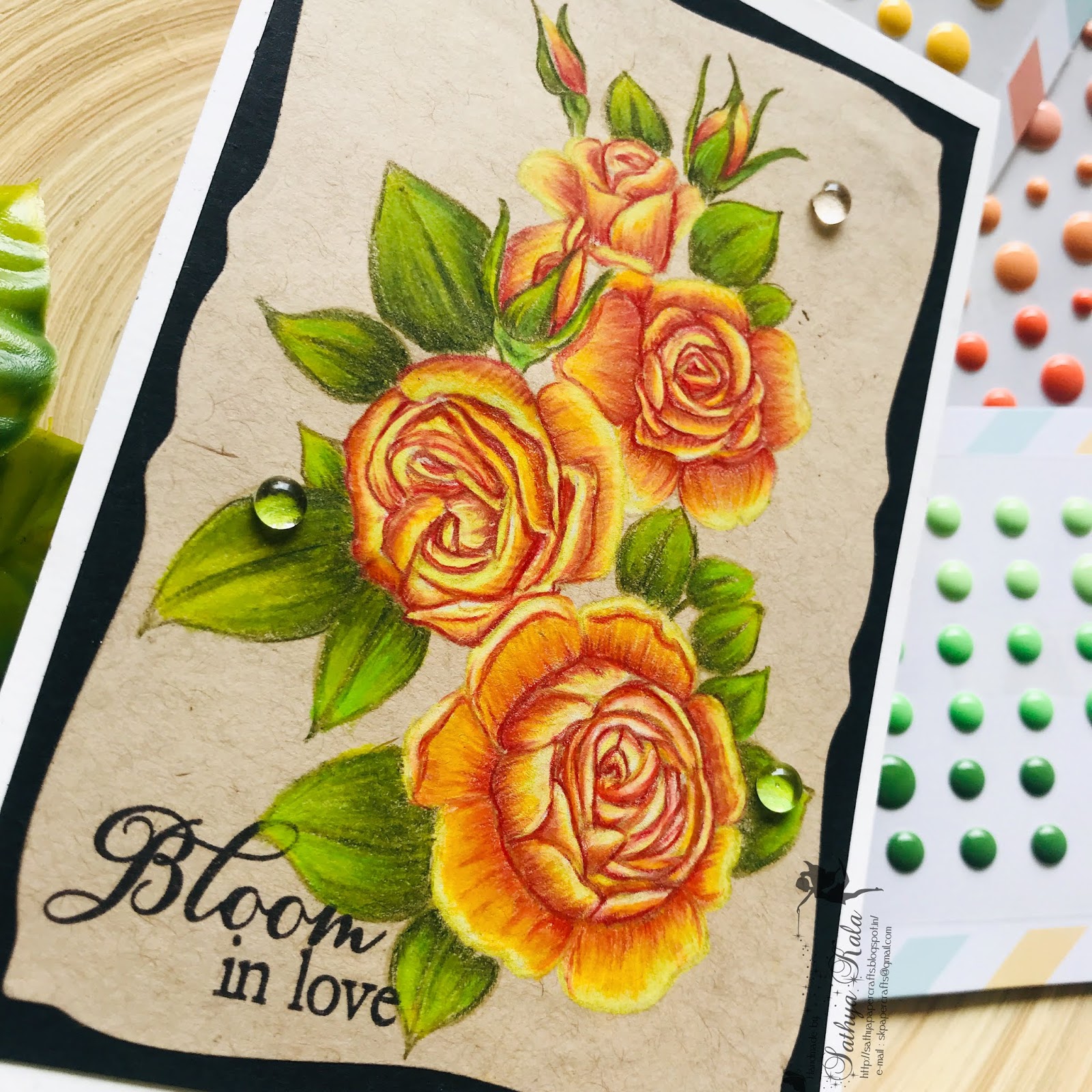 Paperie Expressions: Pencil colored Roses Card