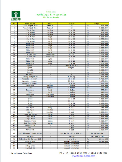 ACCESSORIES RADIOLOGI - Daftar HARGA - ALAT X-RAY, PAKET RADIOLOGI ...