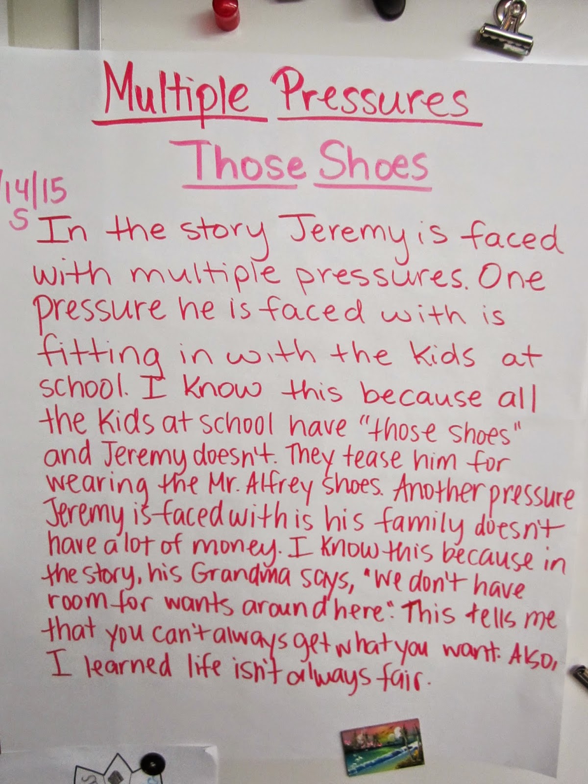 Writing About Reading: Multiple Pressures: Character