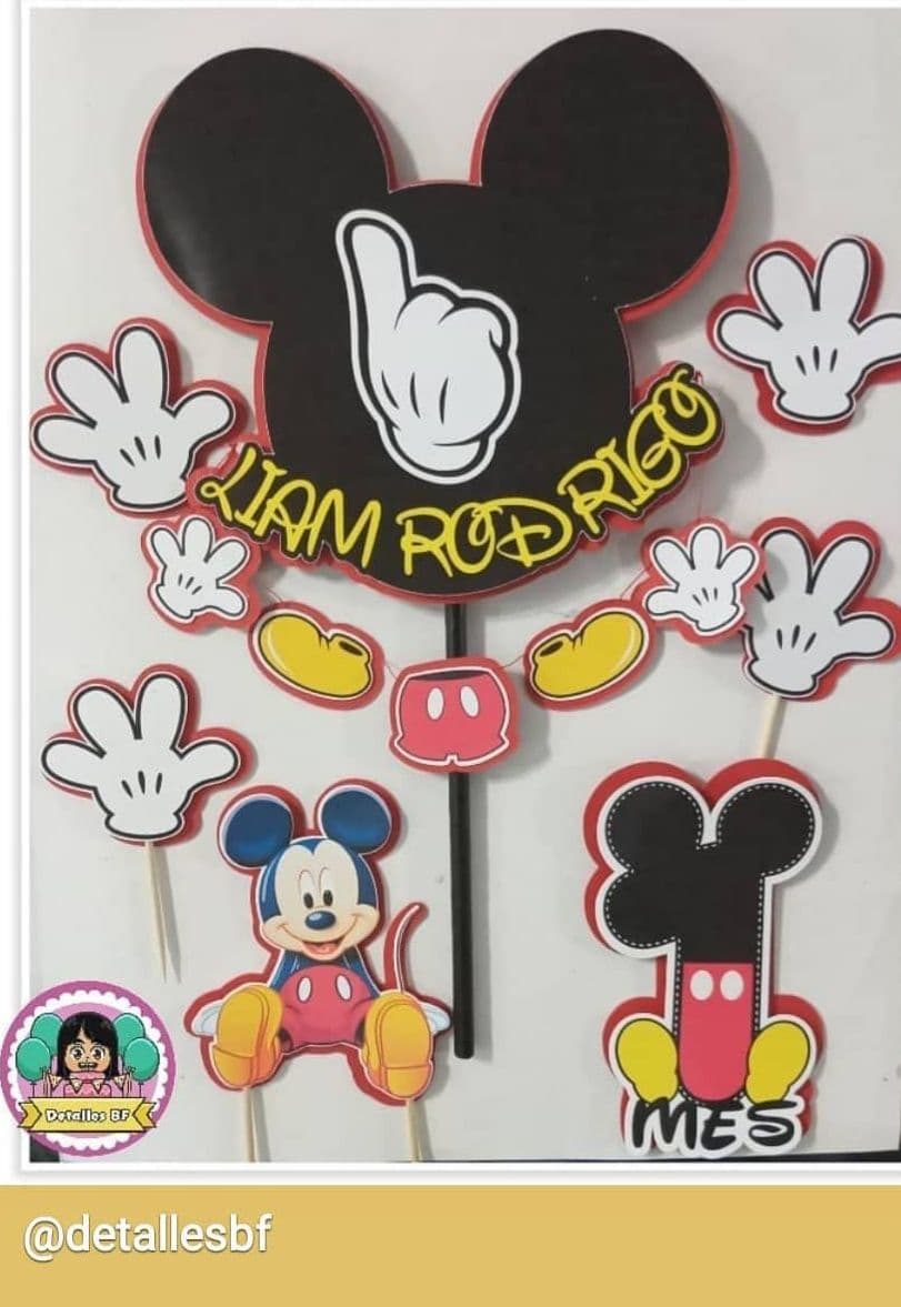 Topper 3d Mickey Mouse Liam Rodrigo 1 Mes - Mis Toppers Tus Toppers
