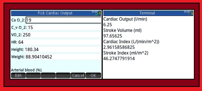 Eddie's Math and Calculator Blog: HP Prime: Fick Cardiac Output (The ...