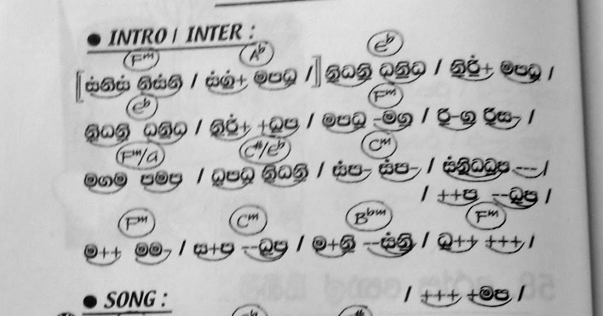 Sinhala Notation , Sinhala Piano Notes , Sinhala Keyboard Notations