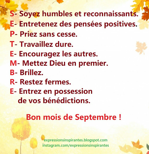 Expressions : Bon mois de Septembre