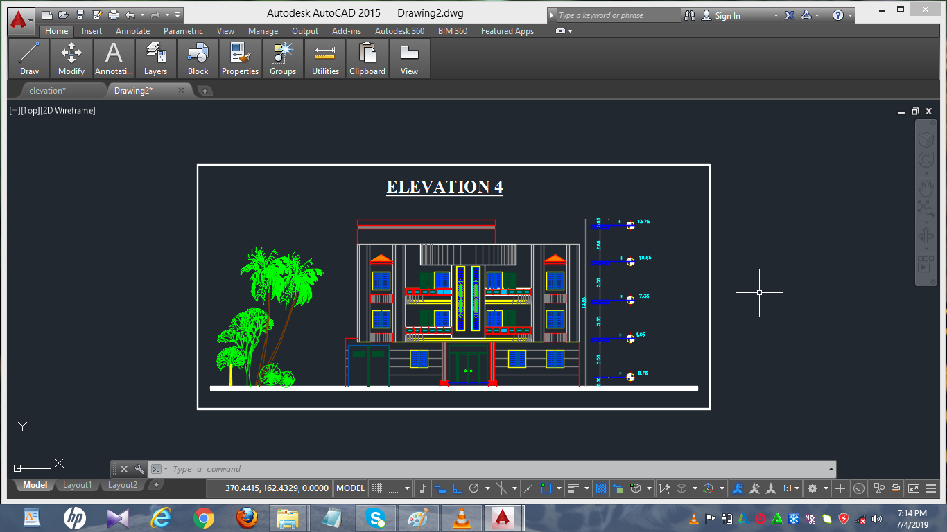 Building elevation design in AutoCAD