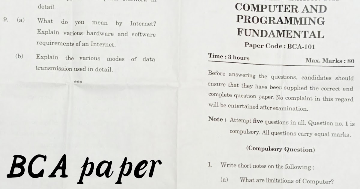 BCA PREVIOUS YEAR PAPER 2021