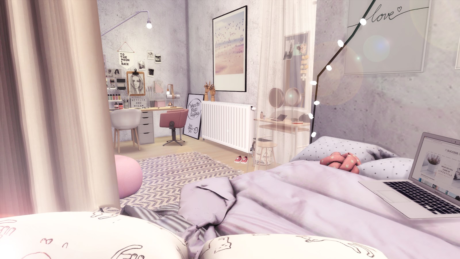 Sims 4 - ARTIST TEENAGER - INSTA BEDROOM DL + CC - Bárbara Sims