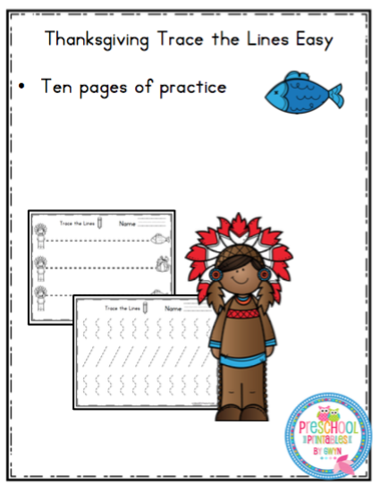 Thanksgiving Trace the Lines Easy ~ Preschool Printables