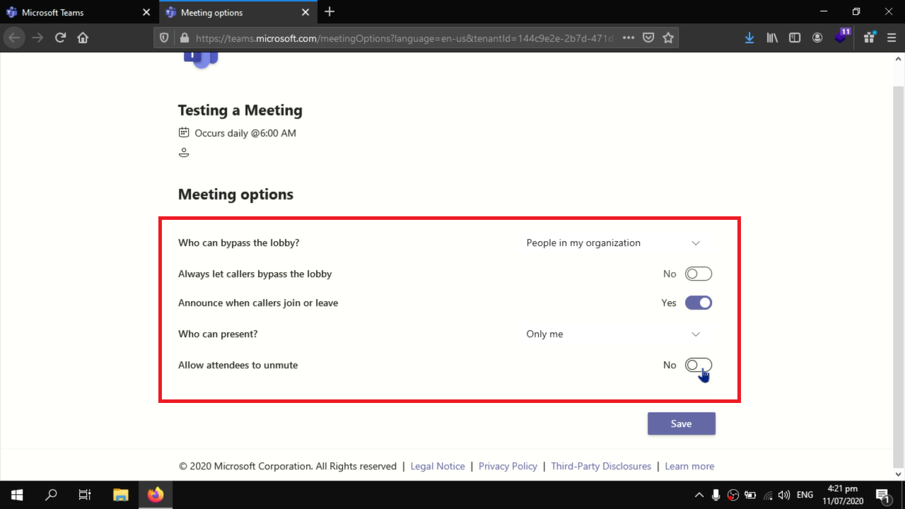 Roles and Meeting Options in Microsoft Teams (2020)
