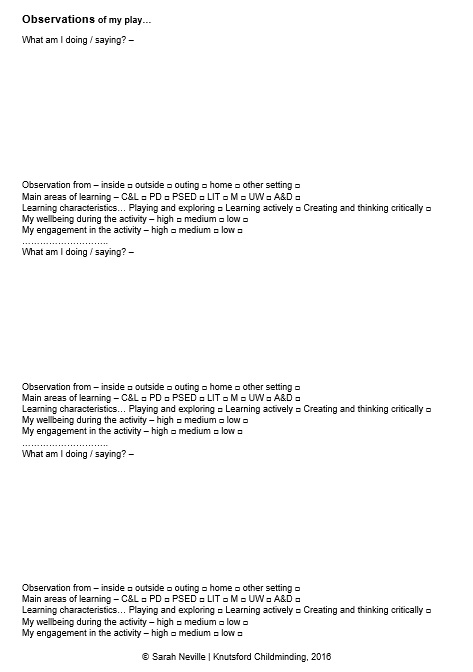 Sarah's Blog: Planning for play and learning