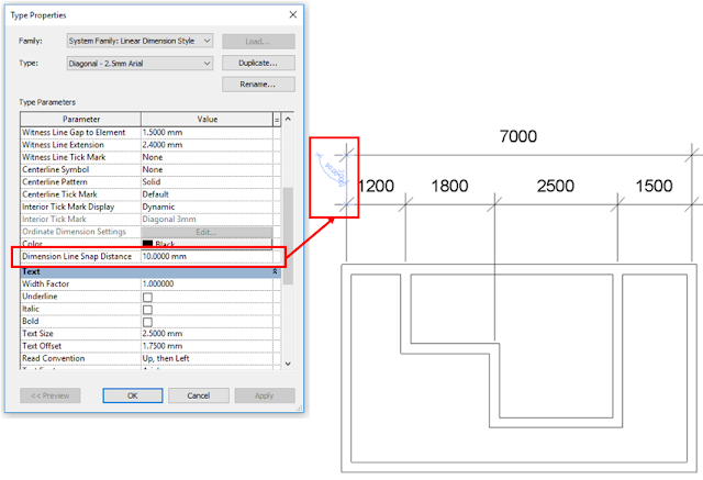 Revit Recess: Dimension Line Snap Distance