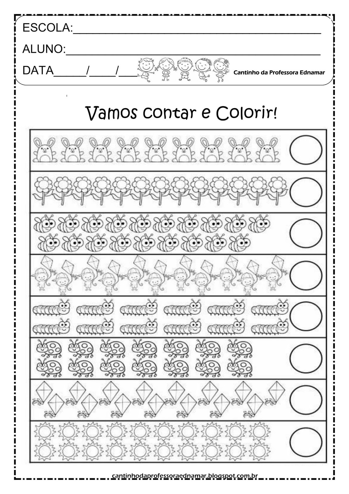 Cantinho da Professora Ednamar: Vamos Contar e Colorir!