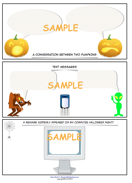 Teacher Park: Halloween Task Cards and Writing Activities