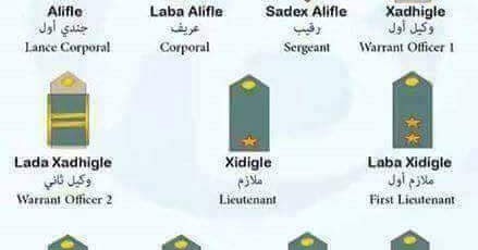 nuraddin abdirazak: darajada ciidanka soomaaliya/somali army ranks