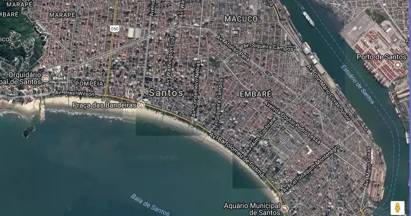 Santos - Conheça: Mapa de Santos em vários graus, autodeslizante