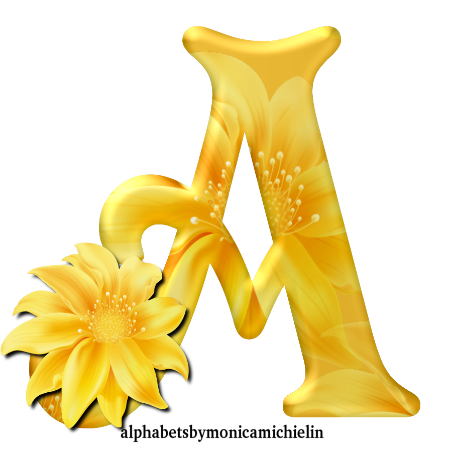 M. Michielin Alphabets: YELLOW FLOWER ALPHABET AND ICONS PNG