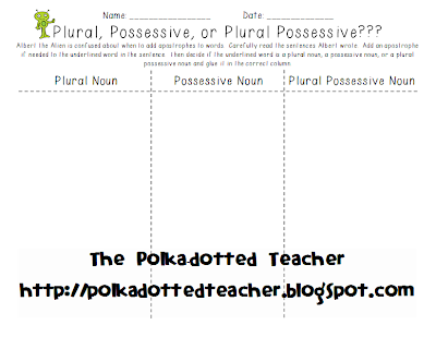 Classroom Freebies Too: Plural or Possessive?!?