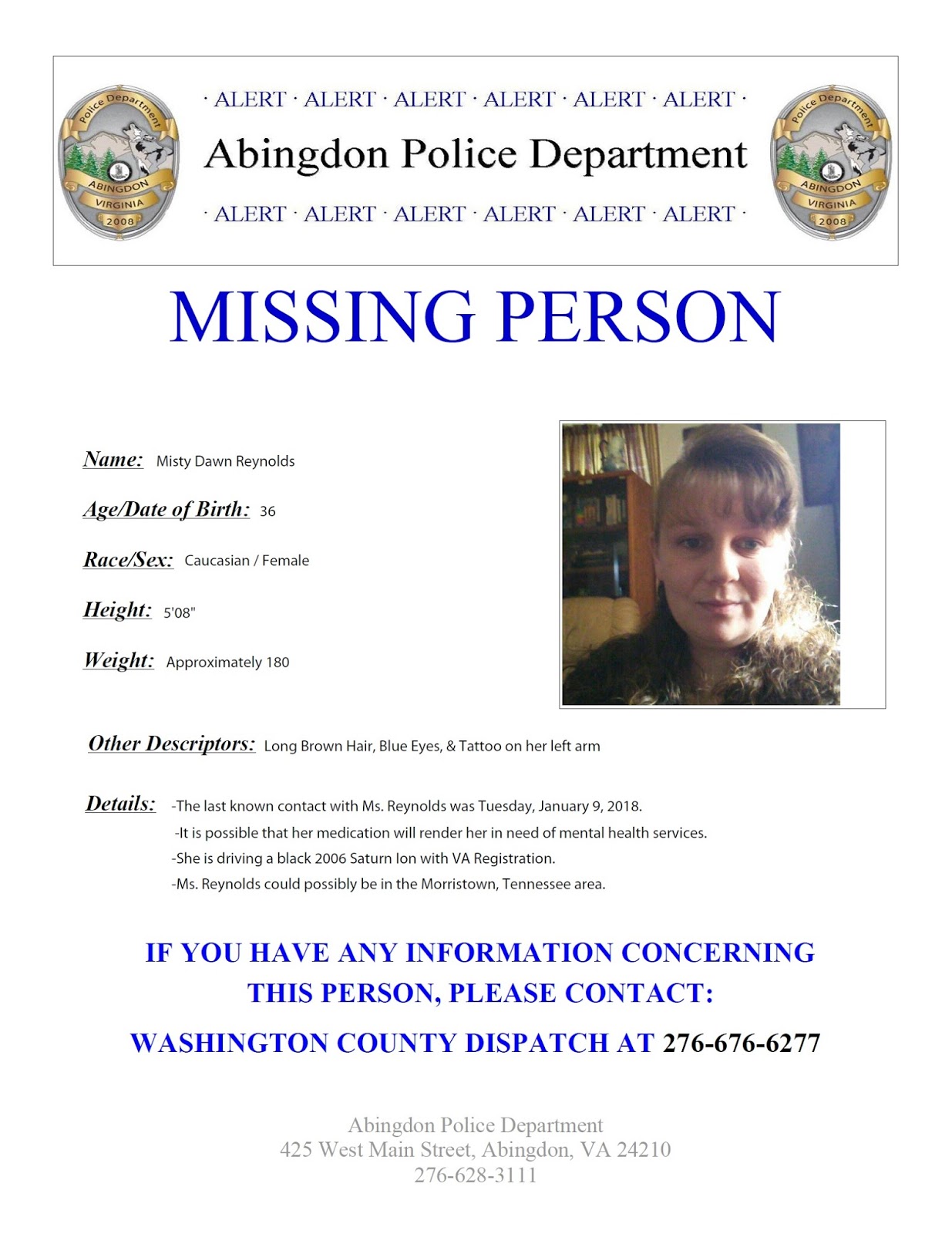 Abingdon Police Department: UPDATE: Thank you for your help. Ms ...