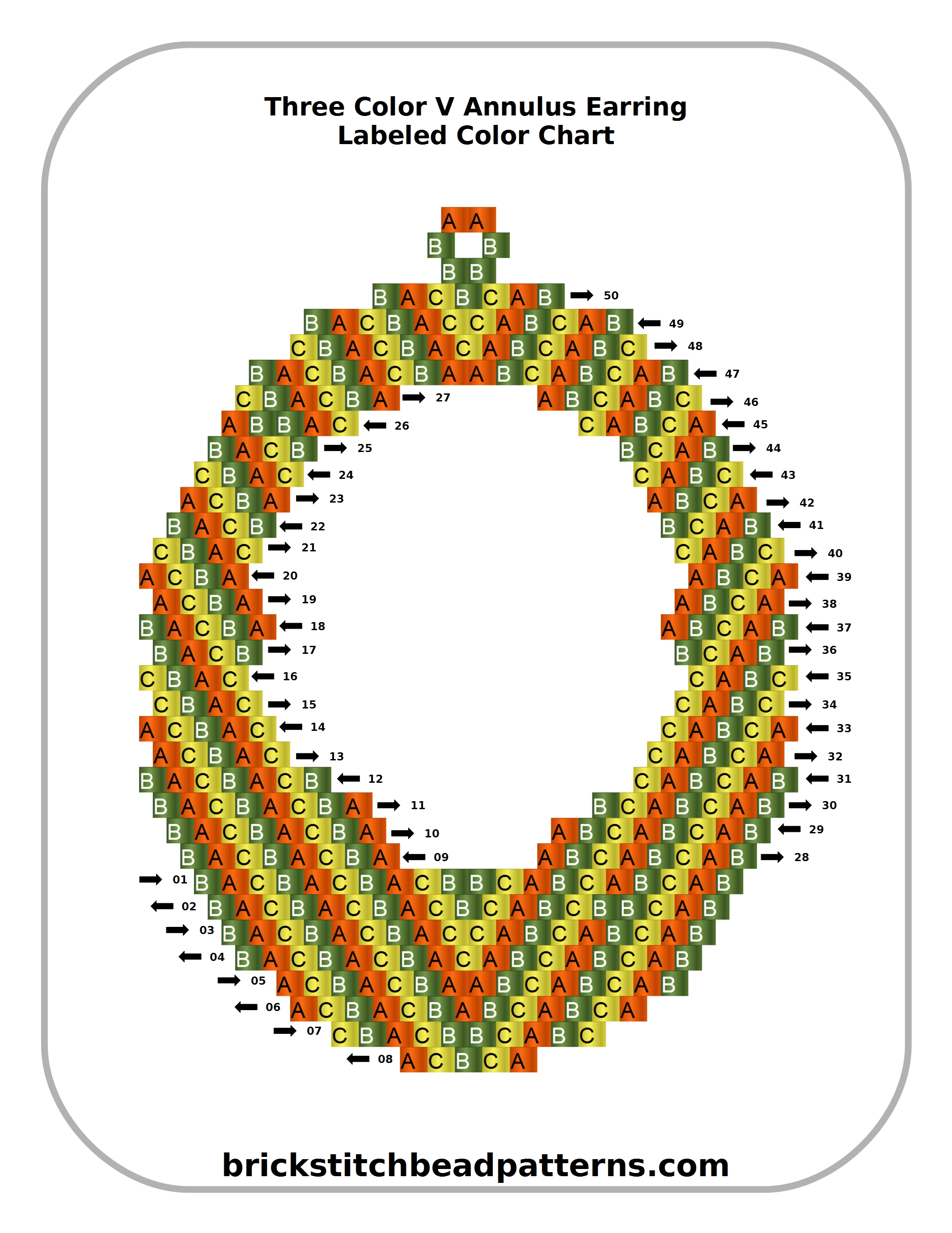 Brick Stitch Bead Patterns Journal: Three Color V Annulus Earring Free ...