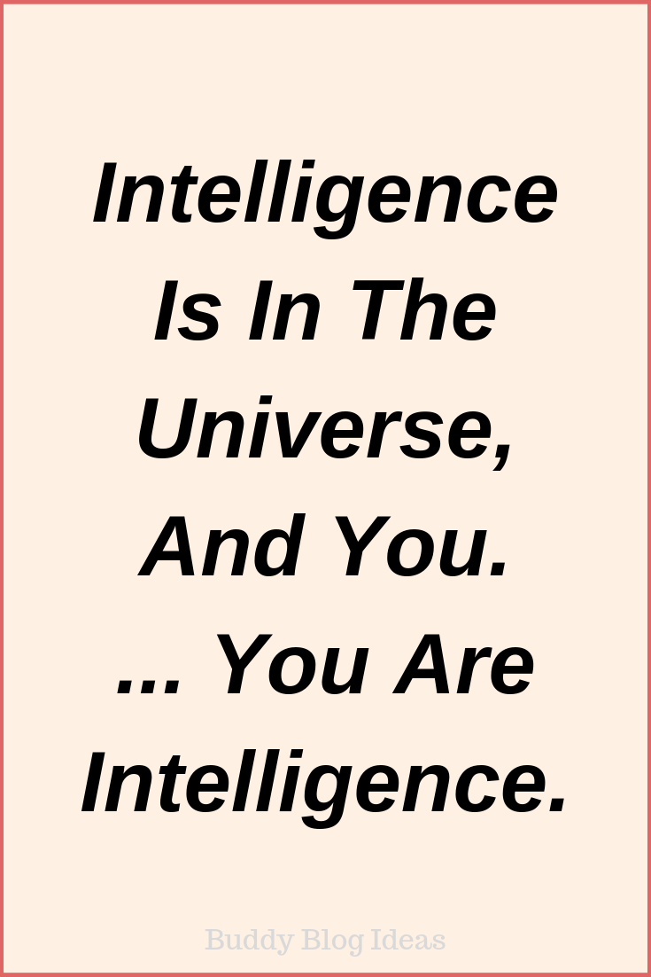 Intelligence Is In The Universe, And You. ... You Are Intelligence.