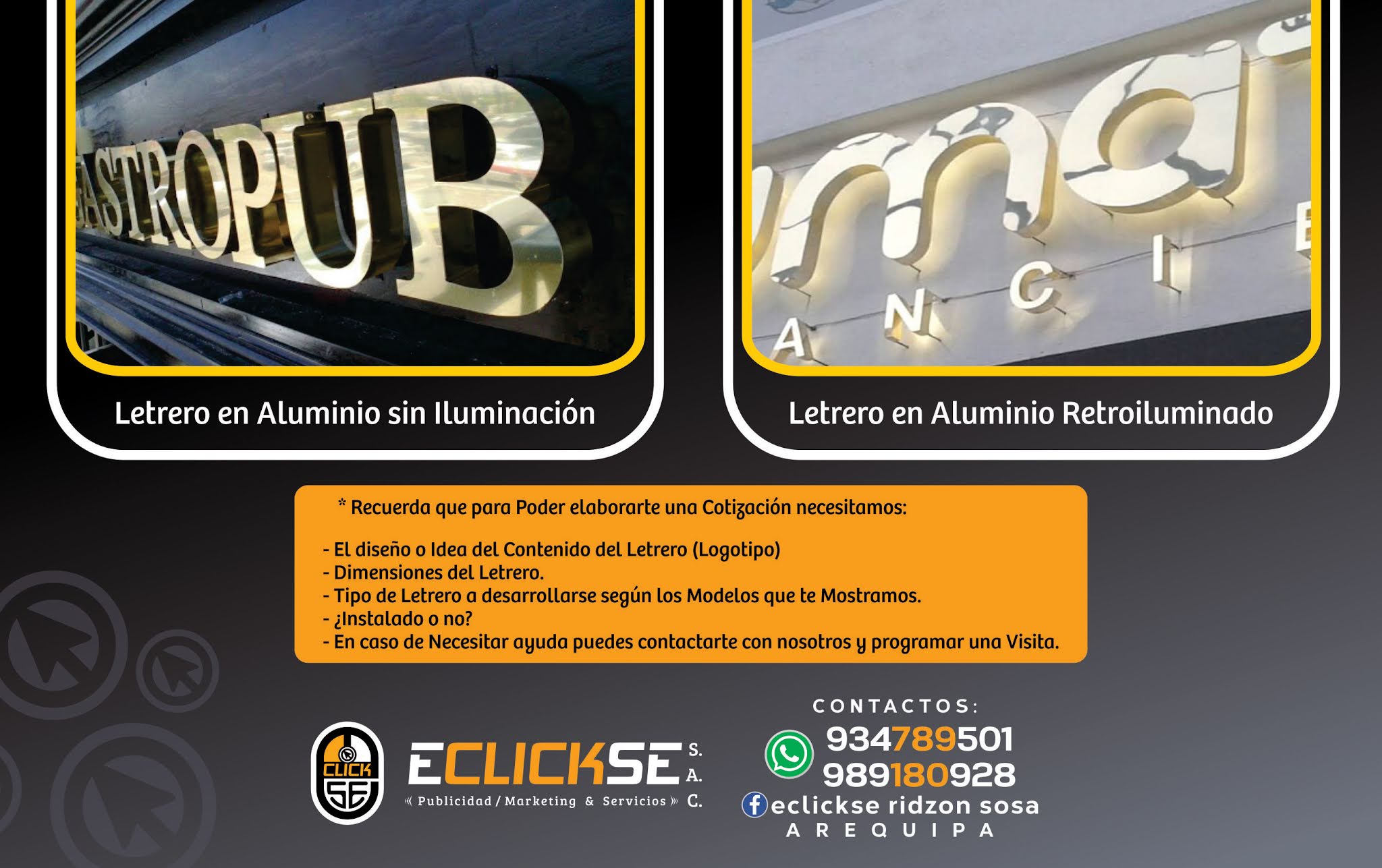 Eclickse - Publicidad Marketing y Servicios.: LETREROS EN ALTO RELIEVE ...