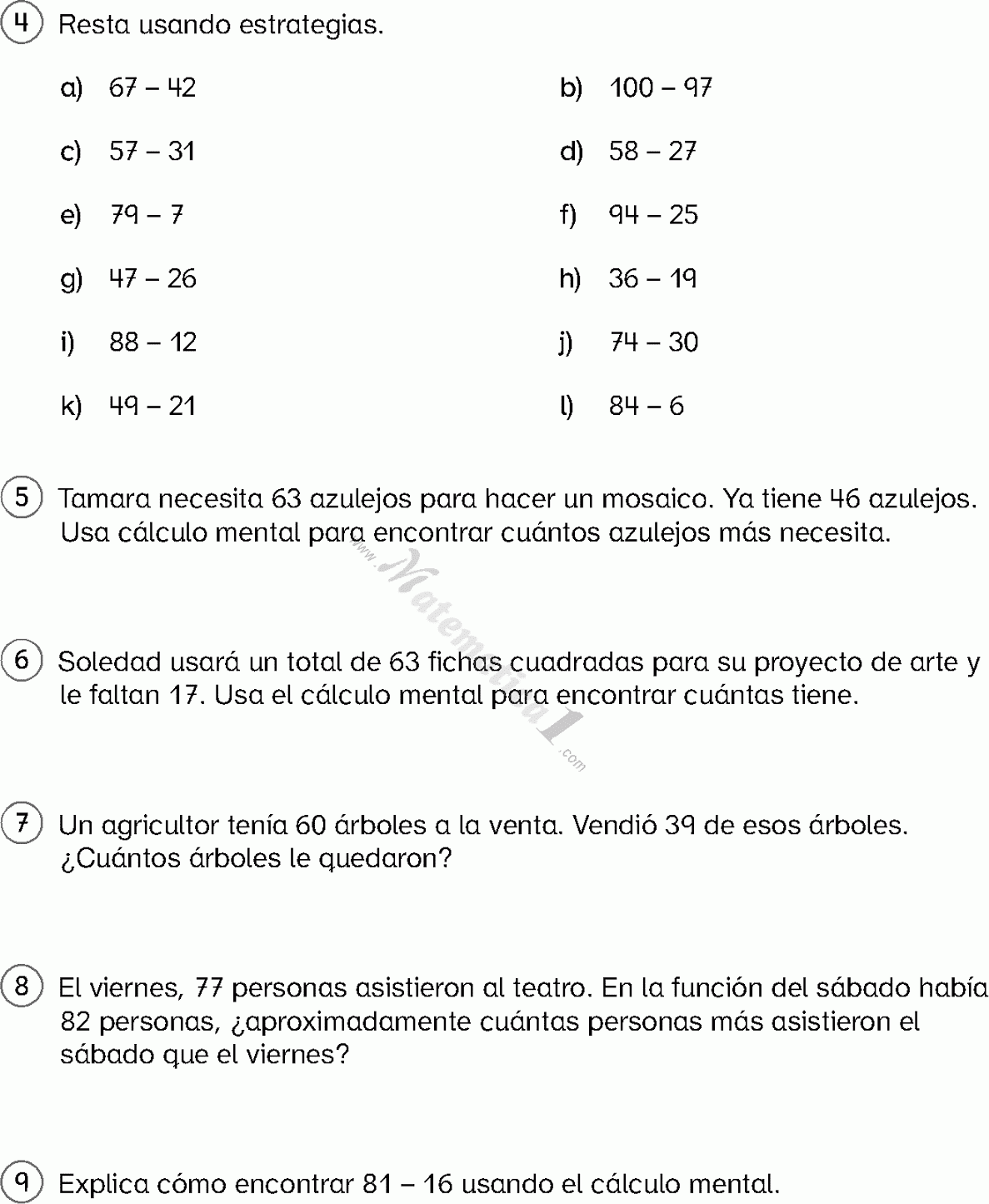 CALCULO MENTAL EJEMPLOS RESUELTOS DE MATEMATICA 3–TERCERO BASICO PDF