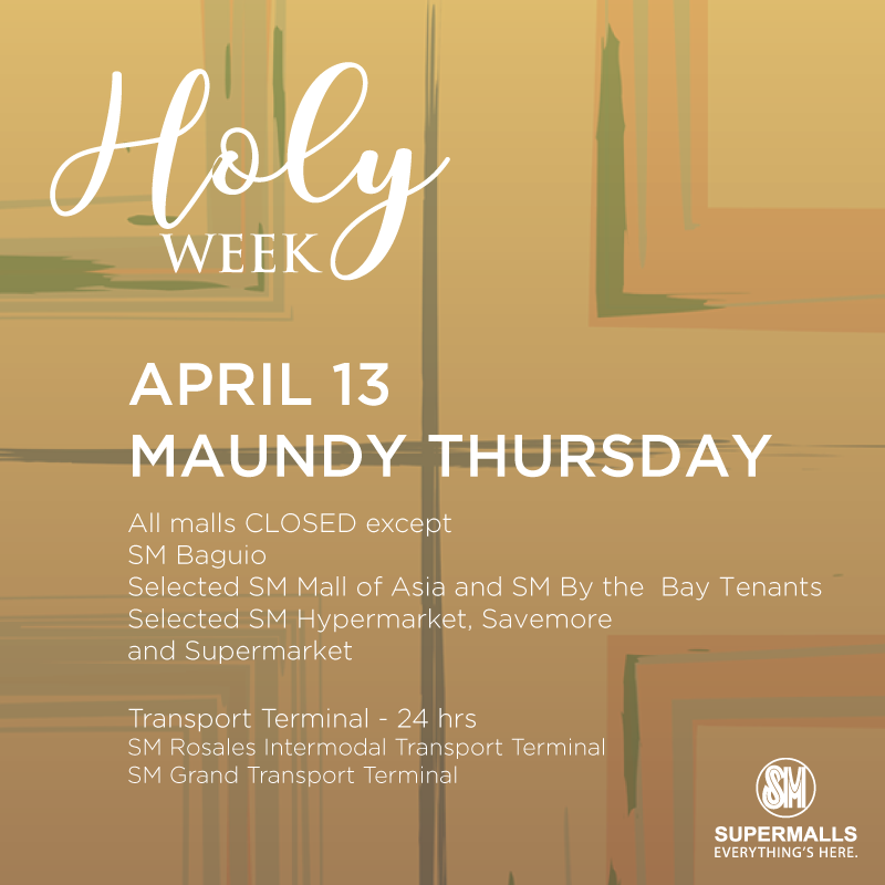 Manila Shopper: Holy Week / Lenten 2017 Schedule of Malls, Supermarkets ...