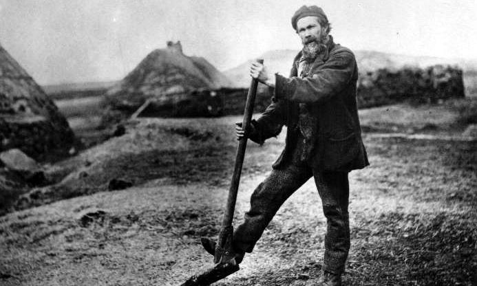 Tour Scotland: Old Photograph Crofter Foot Plough Isle Of Skye Scotland