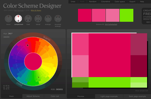 DHSIdesign: Using Color Scheme Designer