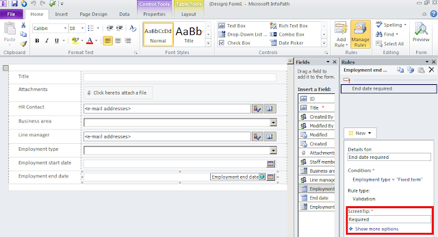 Matt's SharePoint Blog: Conditional Validation Rules - InfoPath 2010 Matt's SharePoint Blog: Conditional Validation Rules - InfoPath 2010