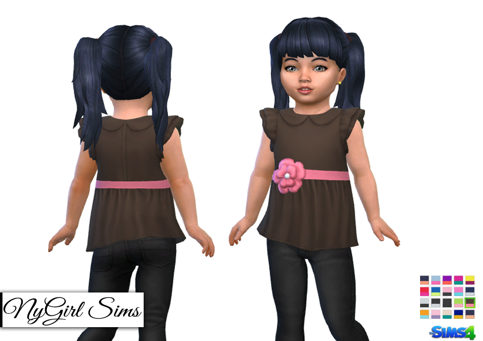 NyGirl Sims 4: Ruffle Sleeve Shirt with Flower Sash