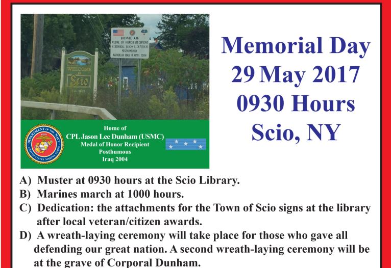 Wellsville Regional News (dot) com: Scio: CPL Jason Lee Dunham Dedication