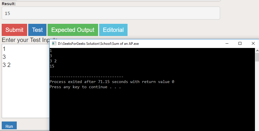 Geeksforgeeks Solution For " Sum of GP