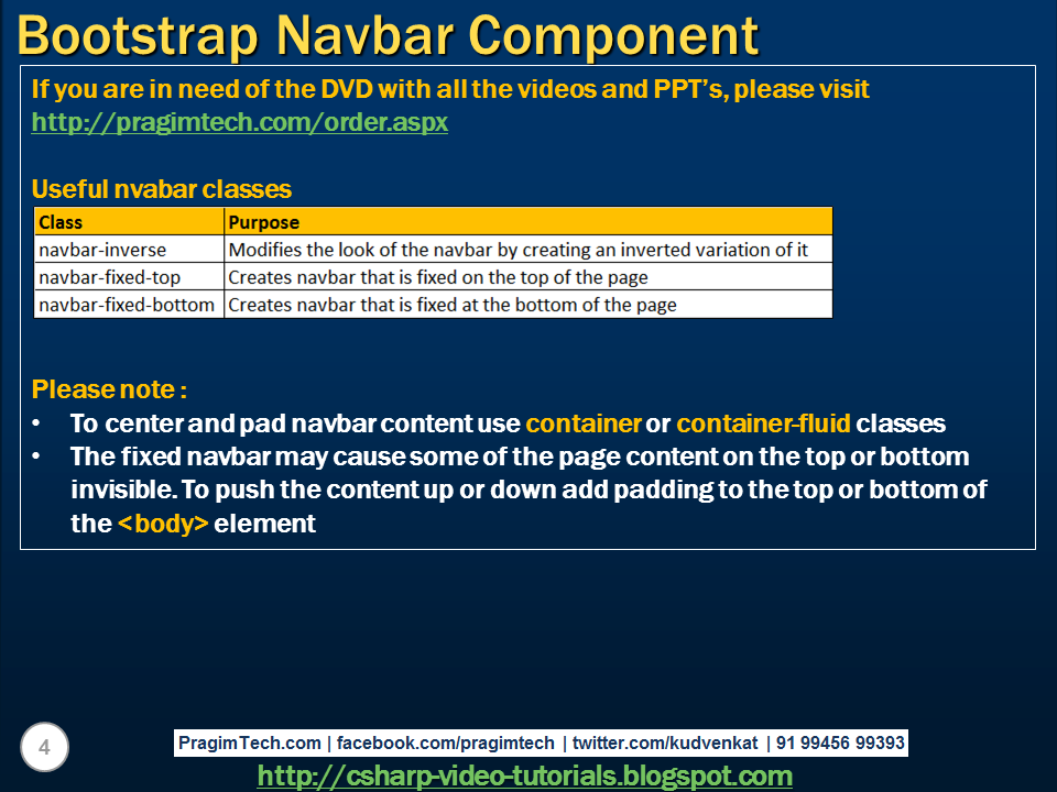 Sql Server Net And C Video Tutorial Bootstrap Navbar Component