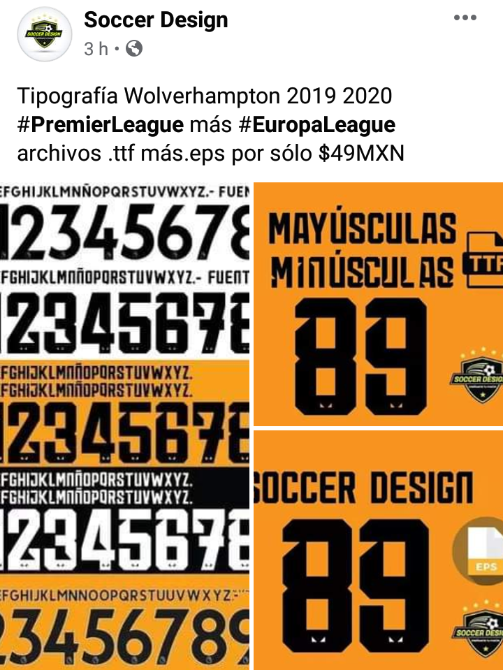 Soccer Design : Tipografía Wolverhampton 2019 2020 2x1 Premier League y ...