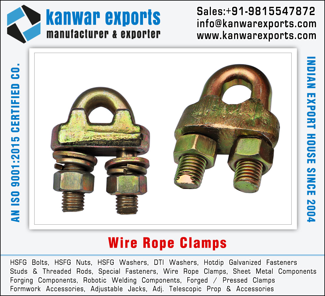 Wire Rope Clamps, Bulldog Clips, HSFG Bolts, HSFG Nuts, HSFG Washers ...