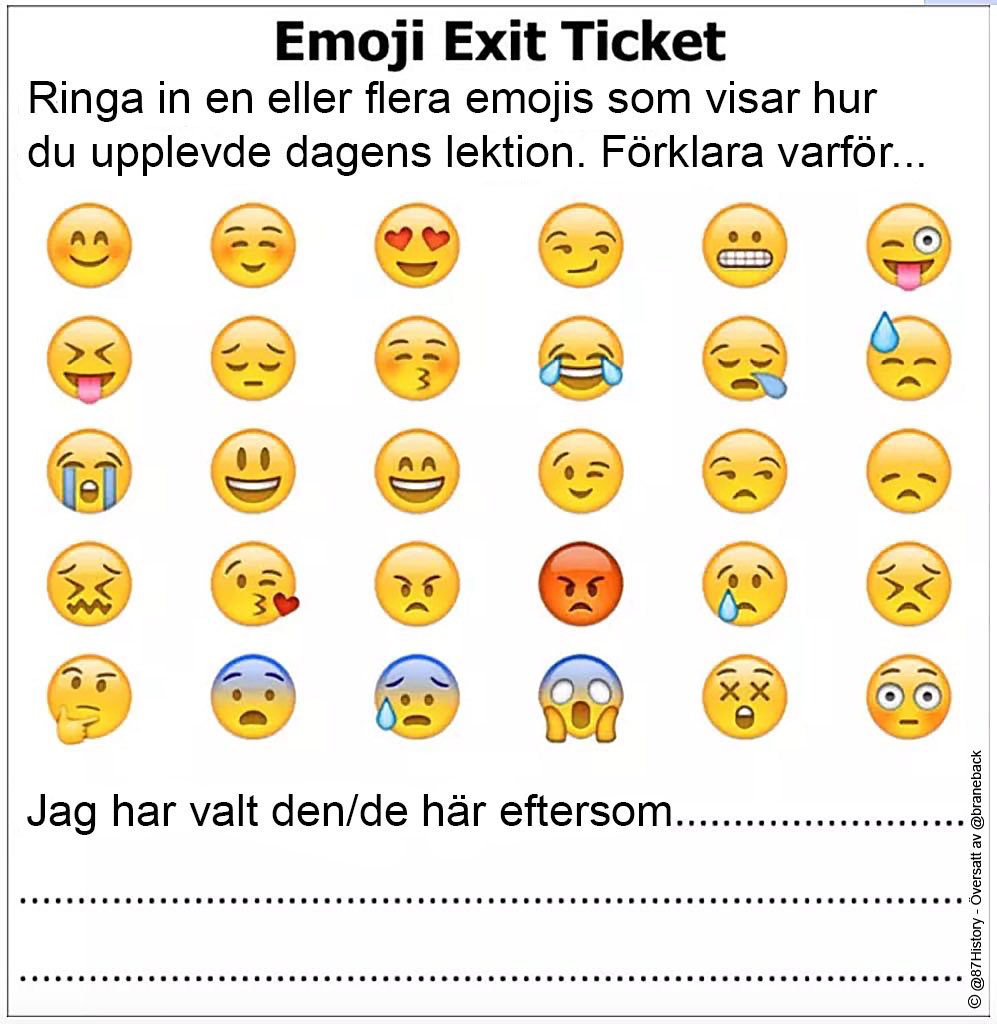 Emoji Exit Ticket ~ Kilskrift