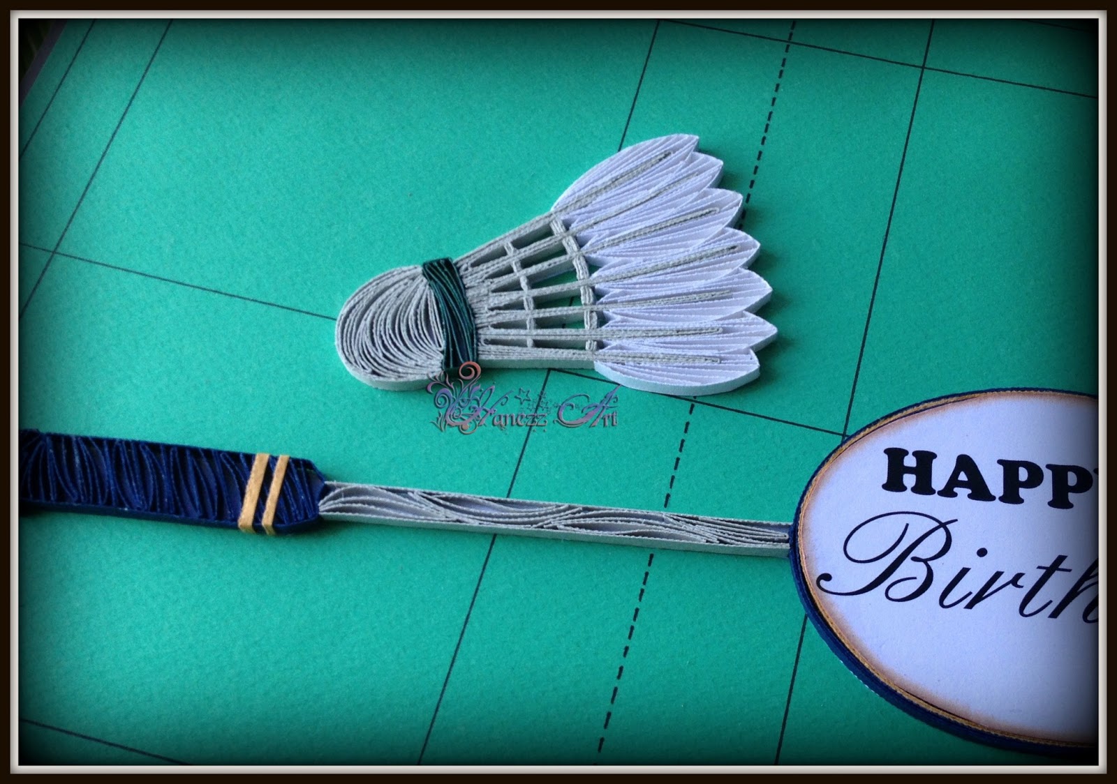 Hanezz Art: Card: Badminton with rose :)