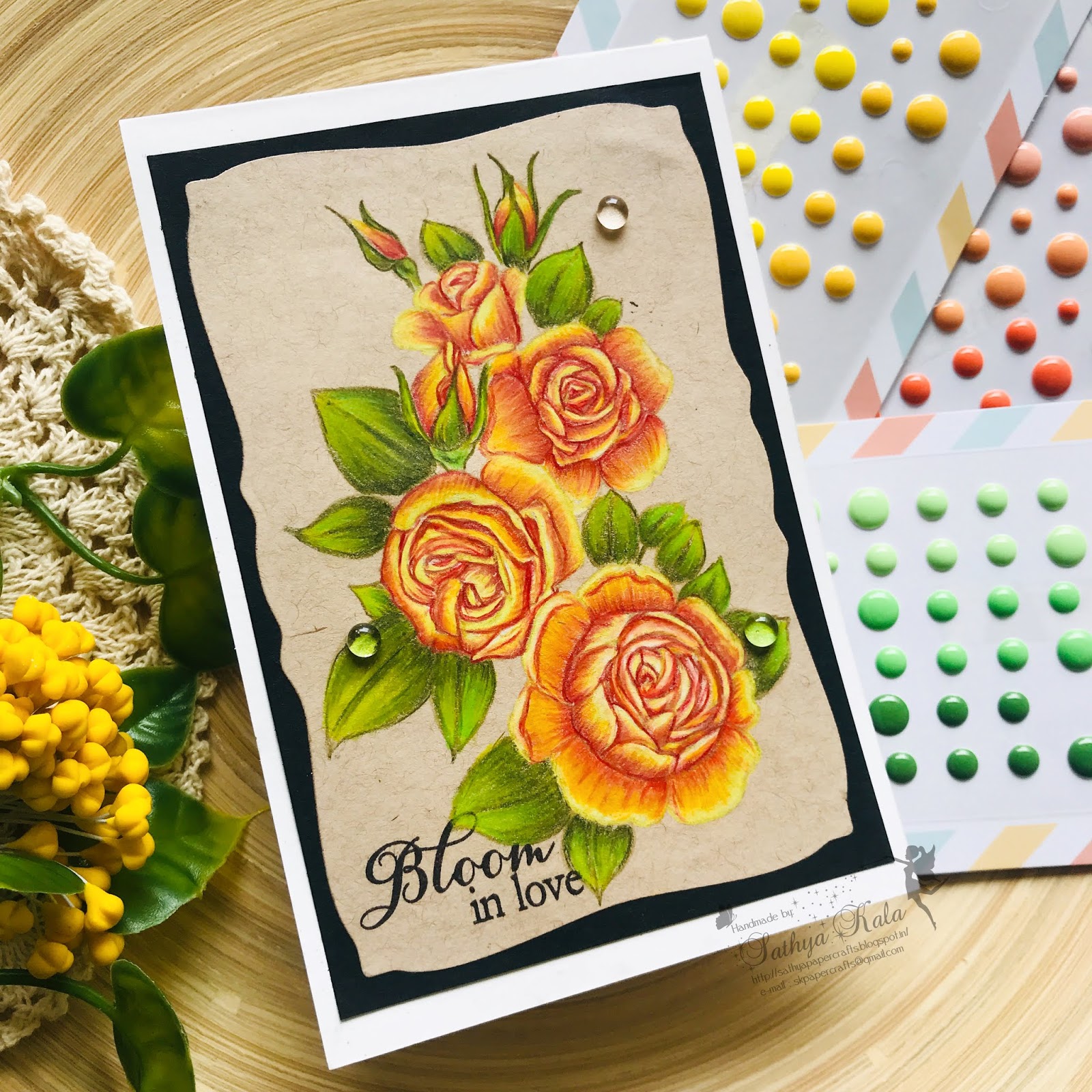 Paperie Expressions: Pencil colored Roses Card
