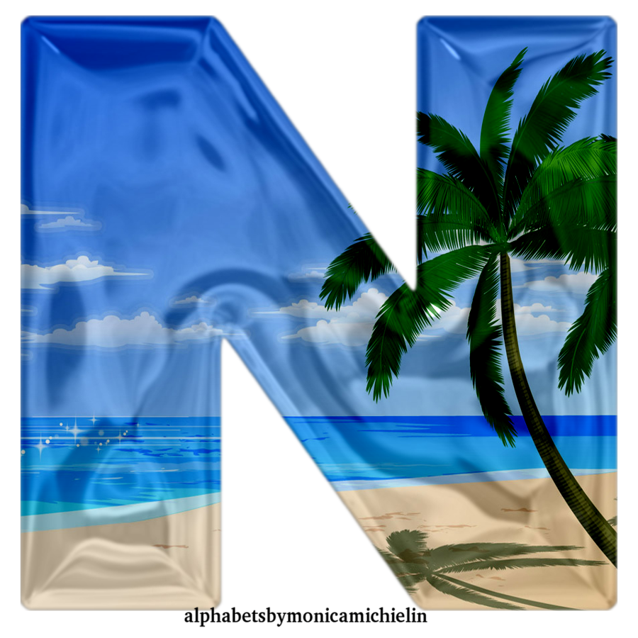 M. Michielin Alphabets: BEACH SAND BLUE WATER PALM TREE CARTOON LUMPY ...