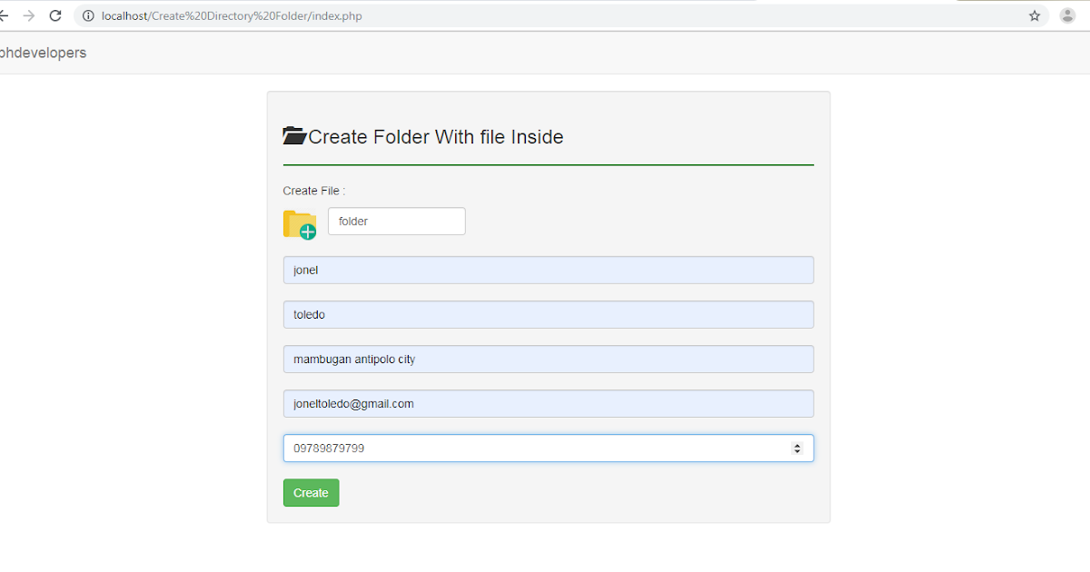 Create a Folder with directory path in PHP
