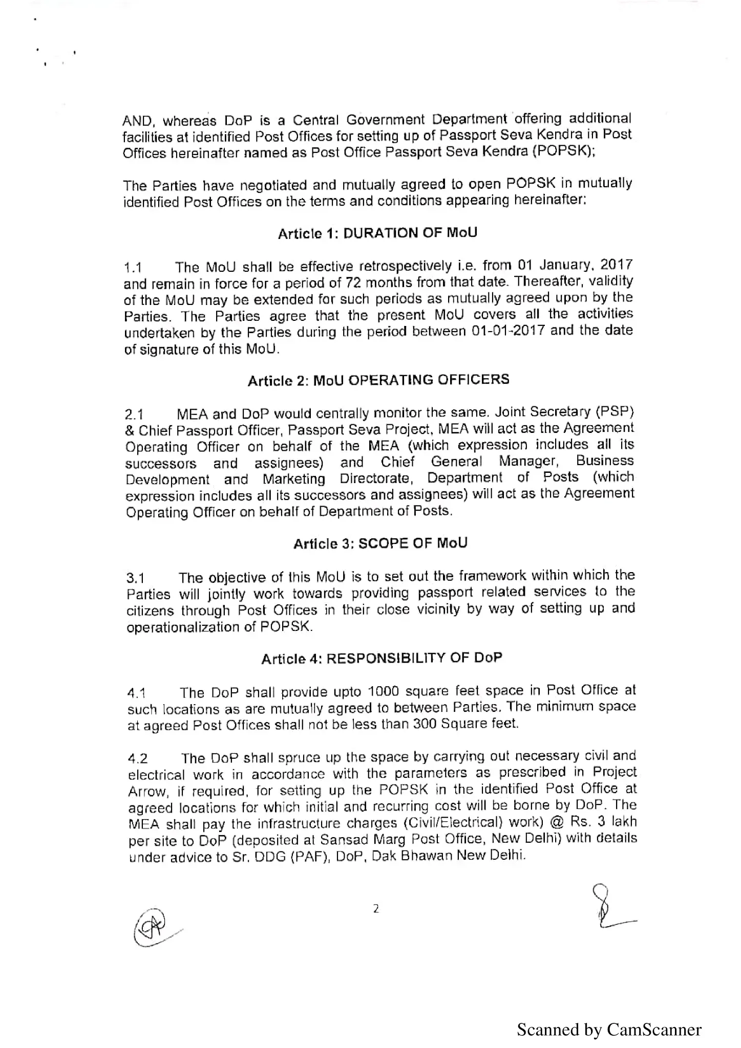 POPSK MOU Between DOP and MEA | POPSK (Post Office Passport Seva Kendra ...