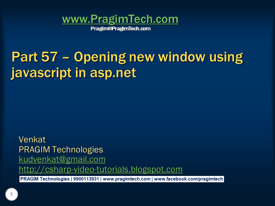 Sql Server Net And C Video Tutorial Part 57 Opening New Window Using Javascript In