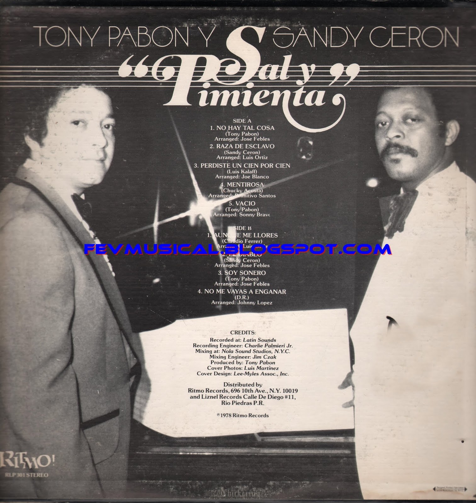 FEV MUSICAL: 1978 - Tony Pabon & Sandy Ceron - Sal y Pimienta (Ritmo)