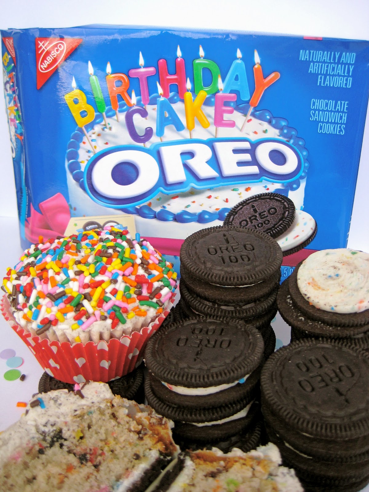 cue the confetti: birthday cake oreo cupcakes