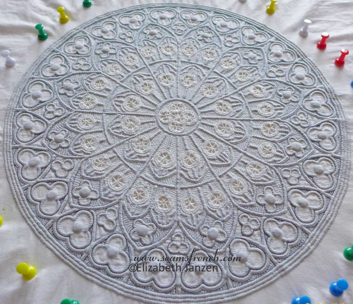 Cathedral Window Boutis Blues