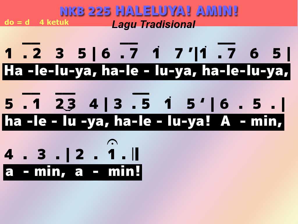 Lirik dan Not NKB 225 Haleluya! Amin!