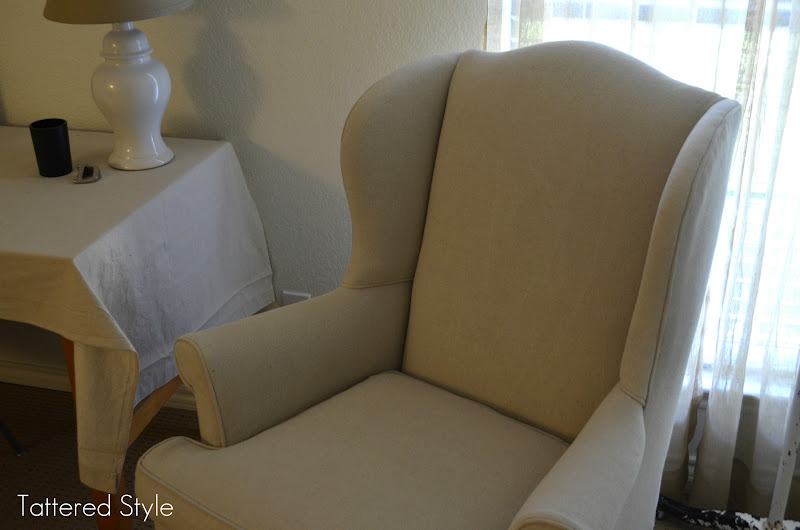 Tattered Style: Wing Chair ~ Drop Cloth Redo