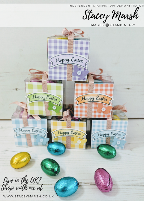 April Card class gifts with clear tiny treat boxes | STACEY MARSH