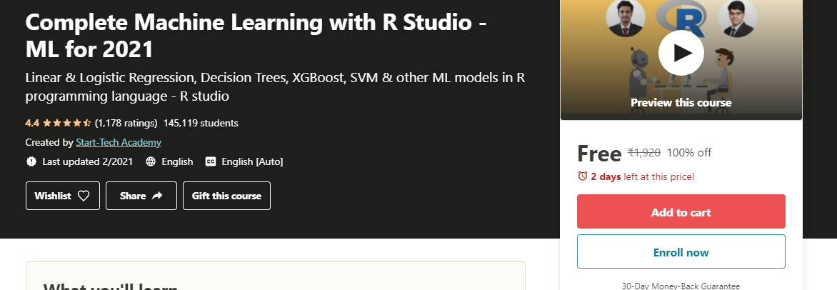 Complete Machine Learning with R Studio - ML for 2021