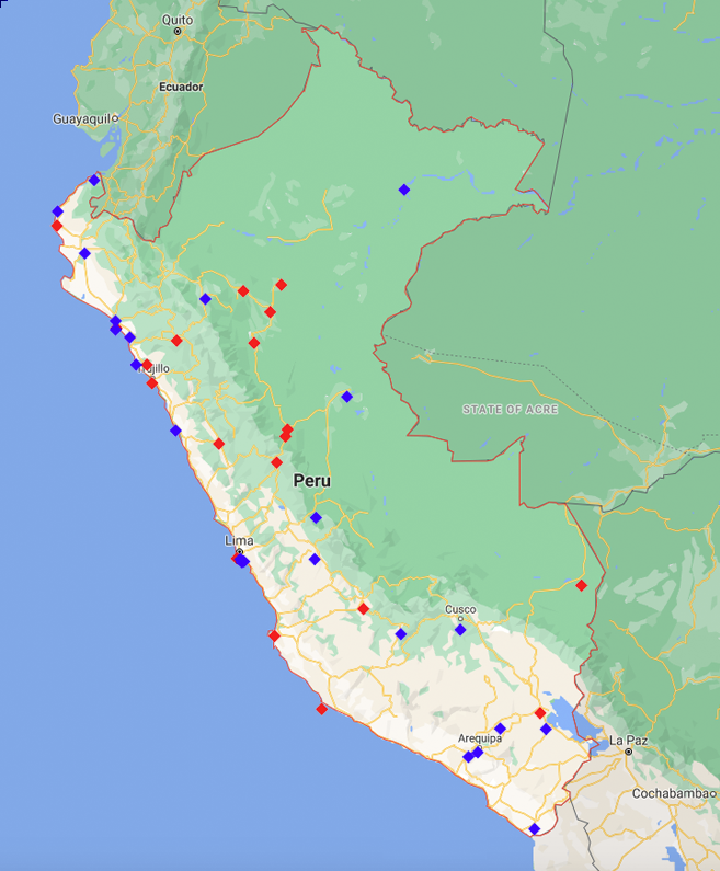 Climate Science Investigations: 63. Peru - temperature trends PARABOLIC